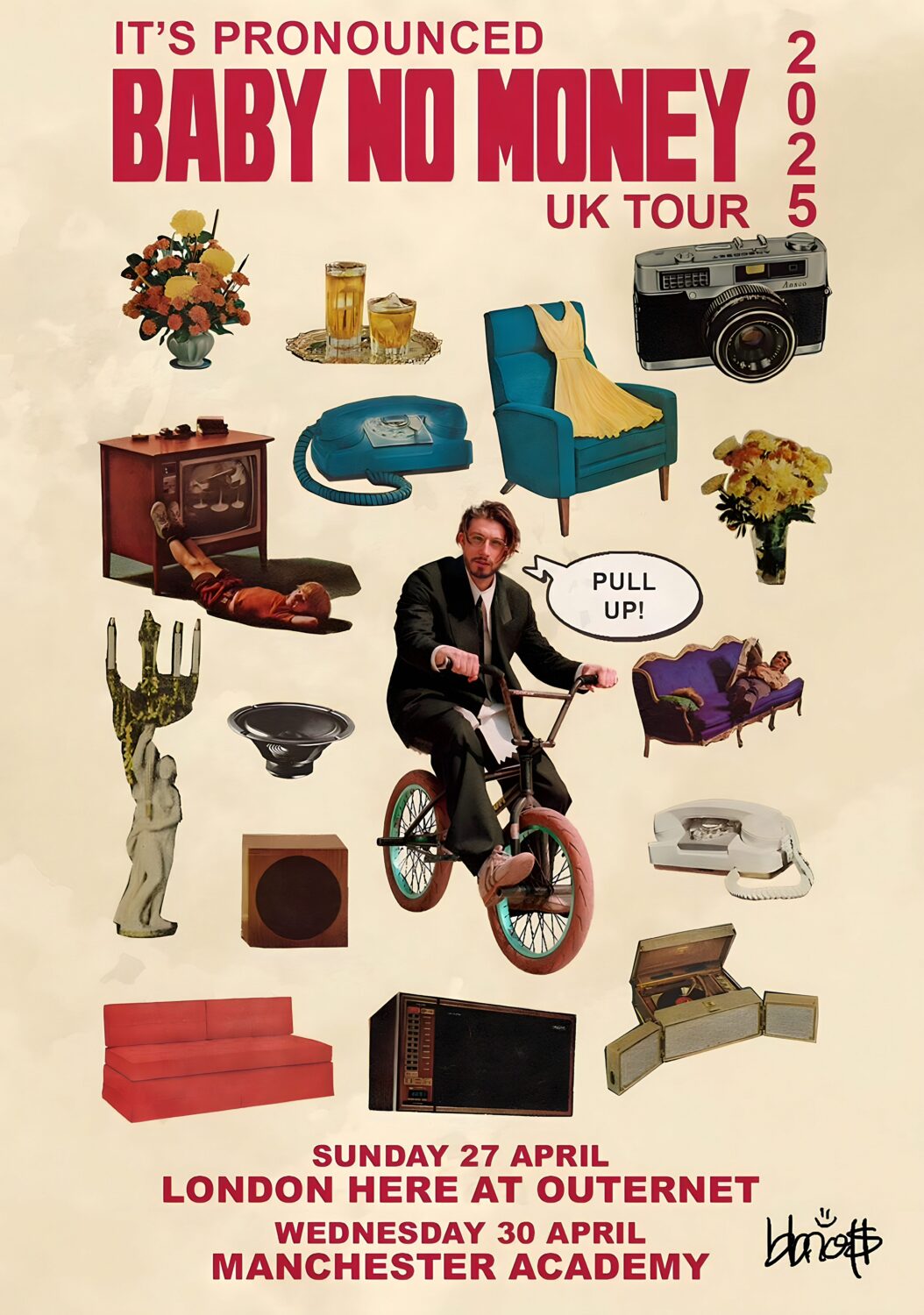 BBNO$ It's Pronounced Baby No Money 2025 UK Tour Poster