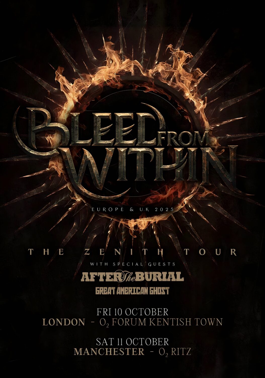 BLEED FROM WITHIN 25 Tour LONDON MANCHESTER Poster