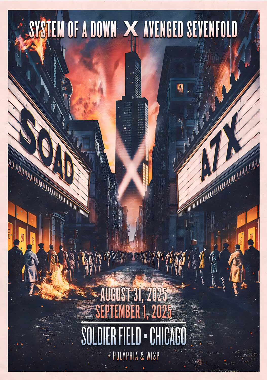 SYSTEM OF A DOWN - AVENGED SEVENFOLD 2025 Tour CHICAGO Poster