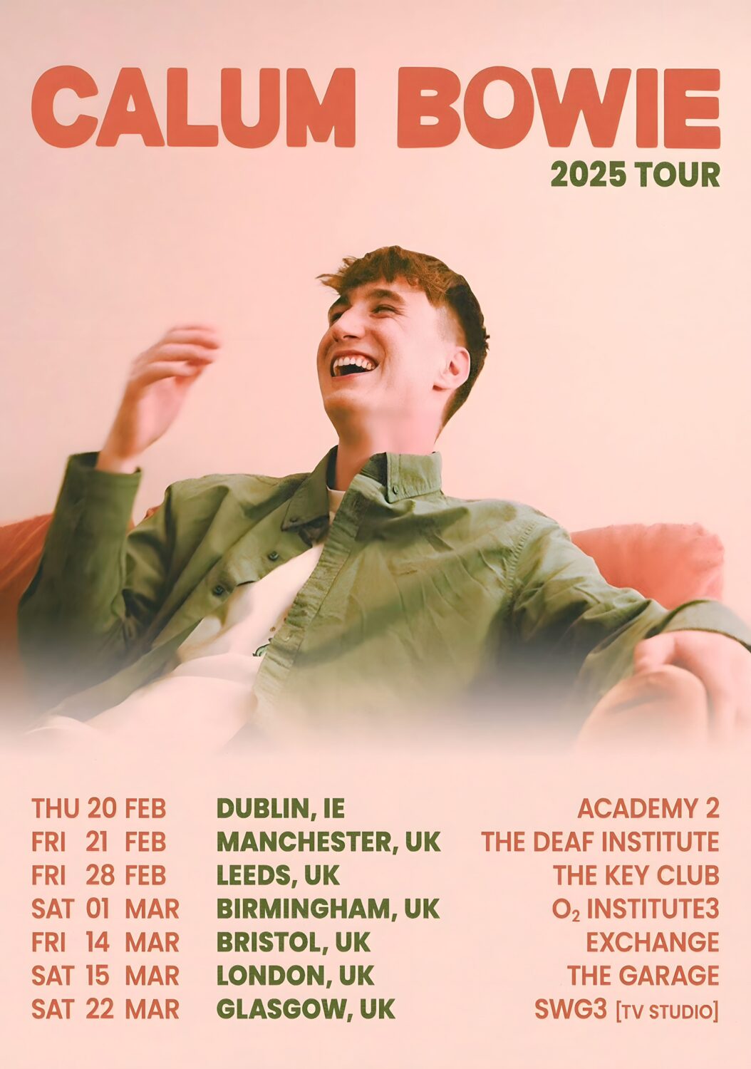 CALUM BOWIE Through The Window 2025 UK Tour Poster