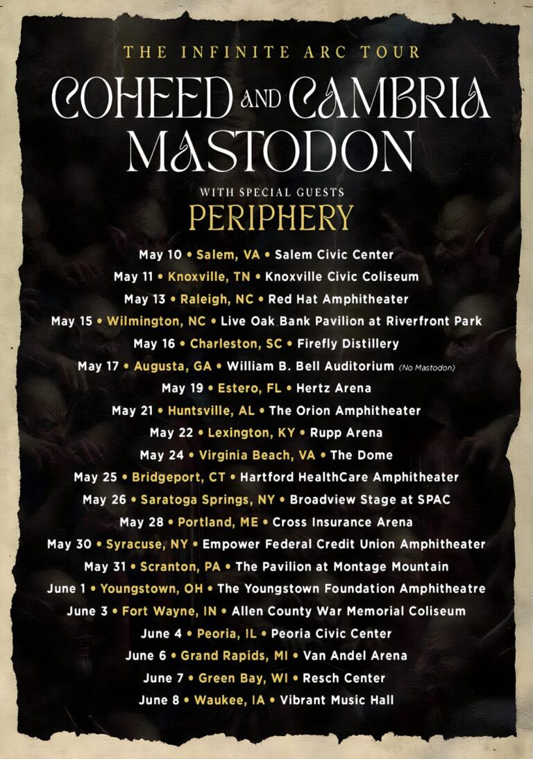 COHEED & CAMBRIA - MASTODON The Infinite Arc North America 2025 Tour ...