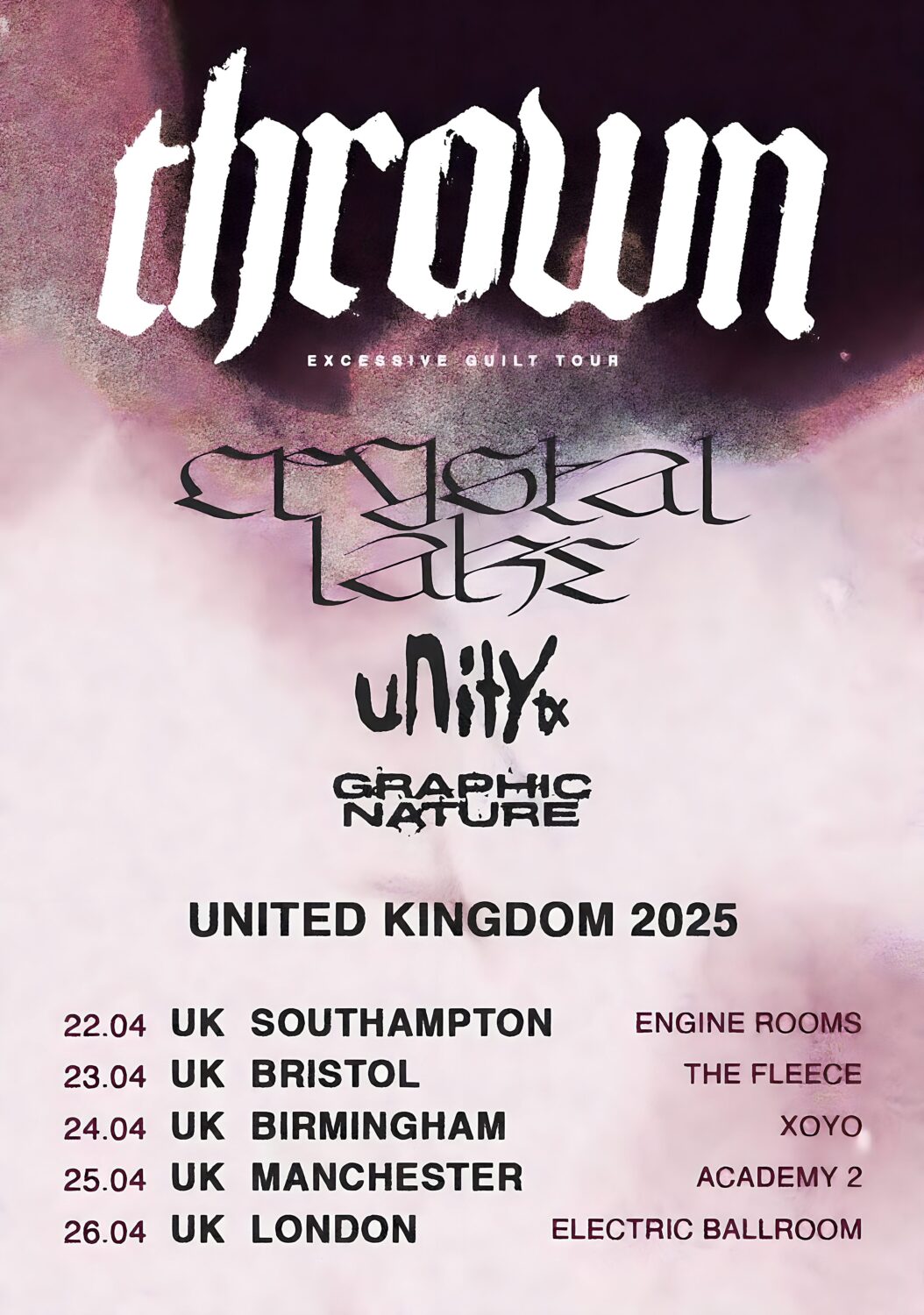 THROWN (band) Excessive Guilt 2025 UK Tour Poster