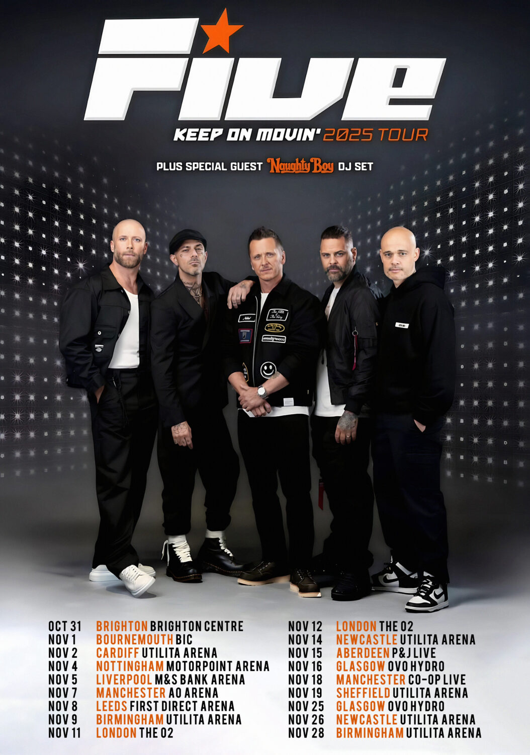 5IVE (five band) Keep On Movin' 2025 UK Arena Tour Poster Print