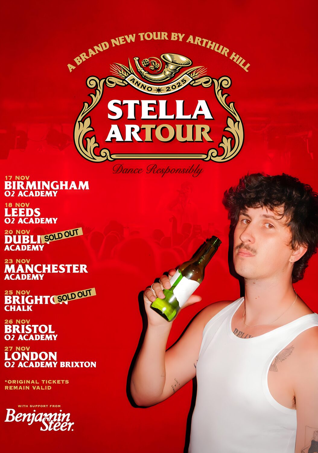 ARTHUR HILL In The Middle - Stella Artour 2025 UK Tour Poster