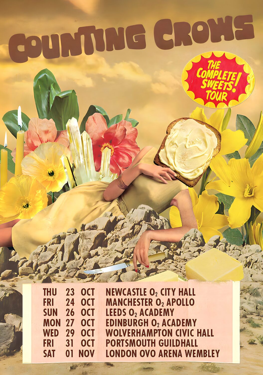 COUNTING CROWS The Complete Sweets 2025 UK Tour Poster