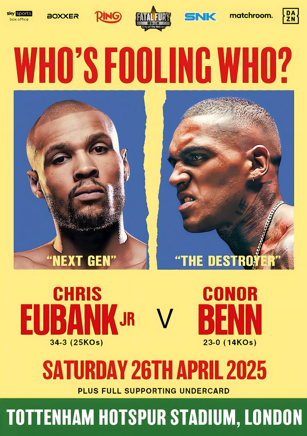 CHRIS EUBANK JR vs CONOR BENN 2025 Boxing Fight Poster