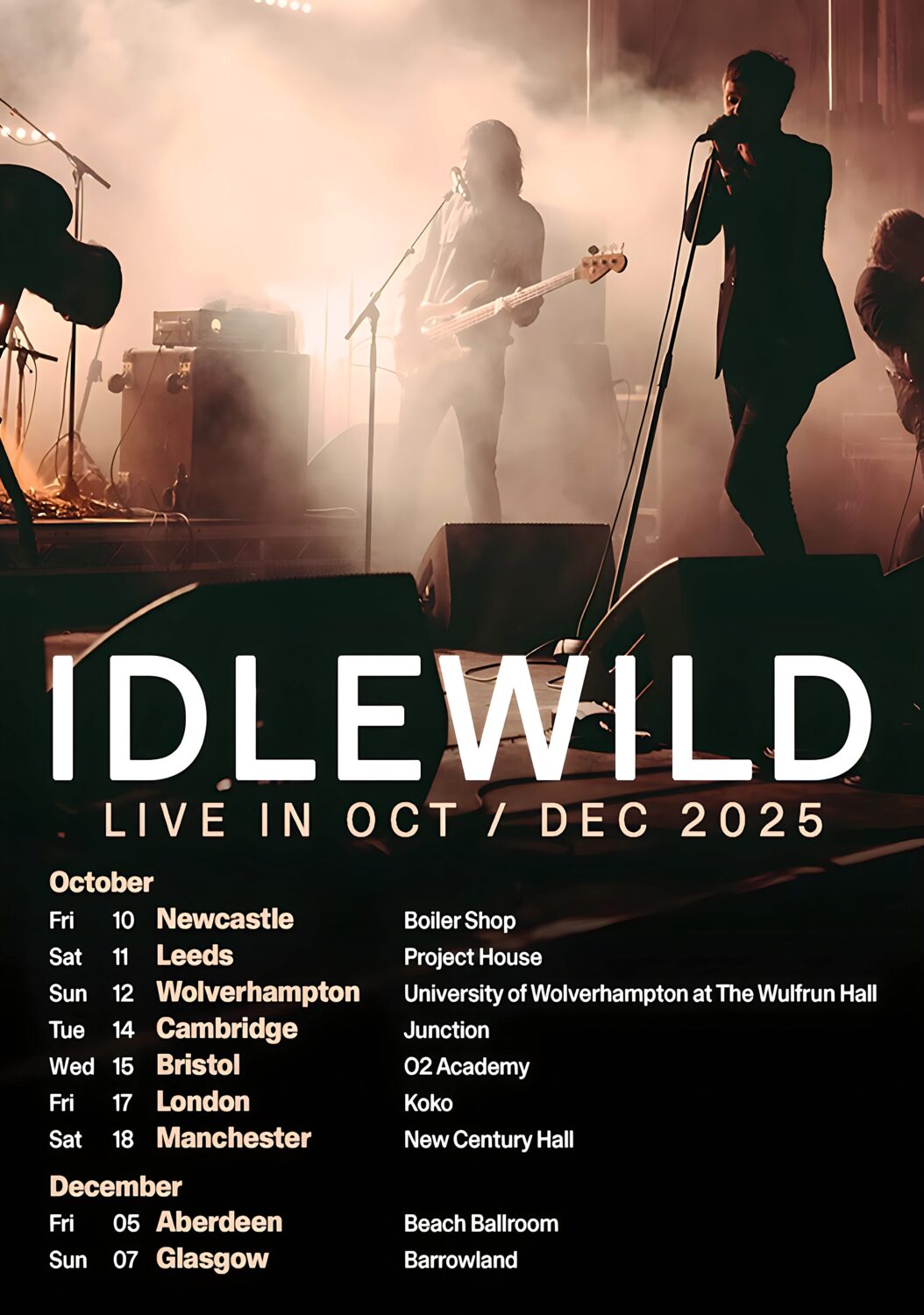 IDLEWILD Live 2025 October - December UK Tour Poster