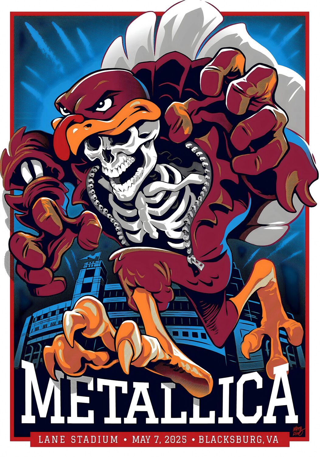 METALLICA M72 2025 Tour: BLACKSBURG Lane Stadium Poster