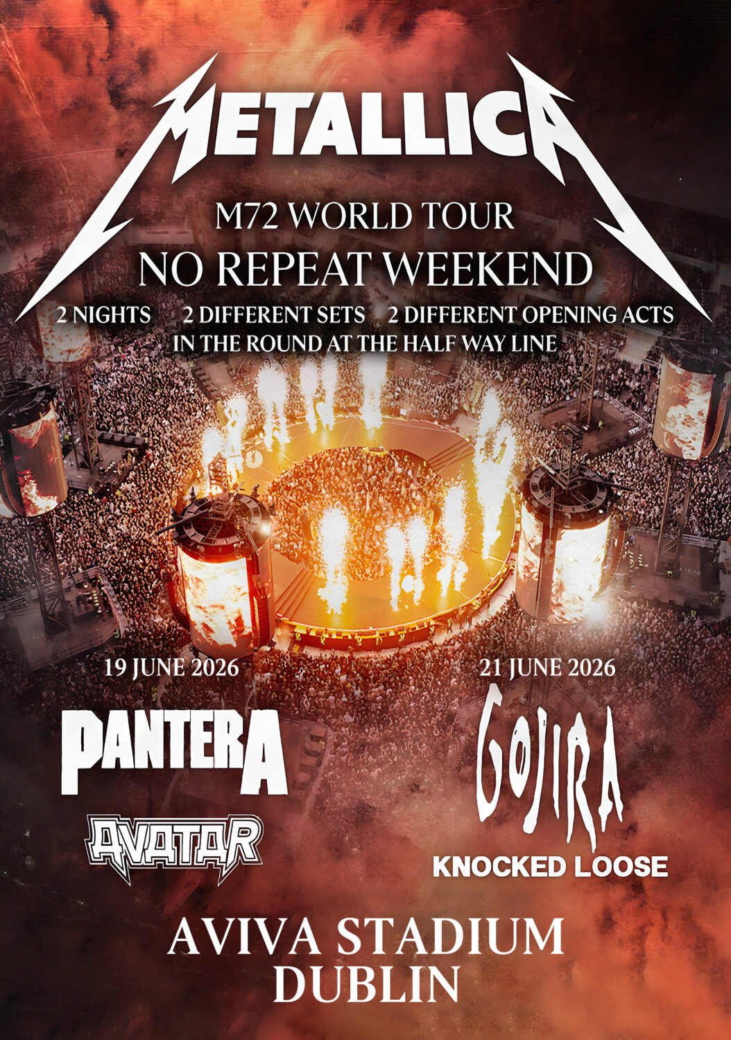 METALLICA M72 2026 Tour: DUBLIN Aviva Stadium Poster