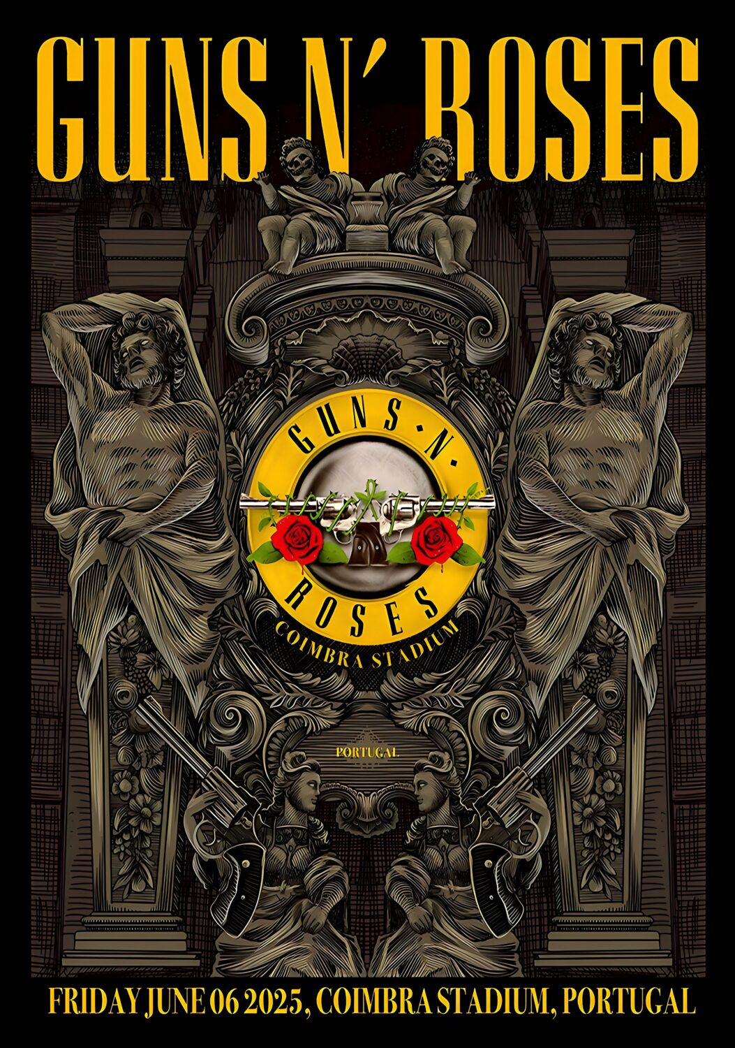 GUNS N ROSES 2025 Tour COIMBRA Estádio Poster