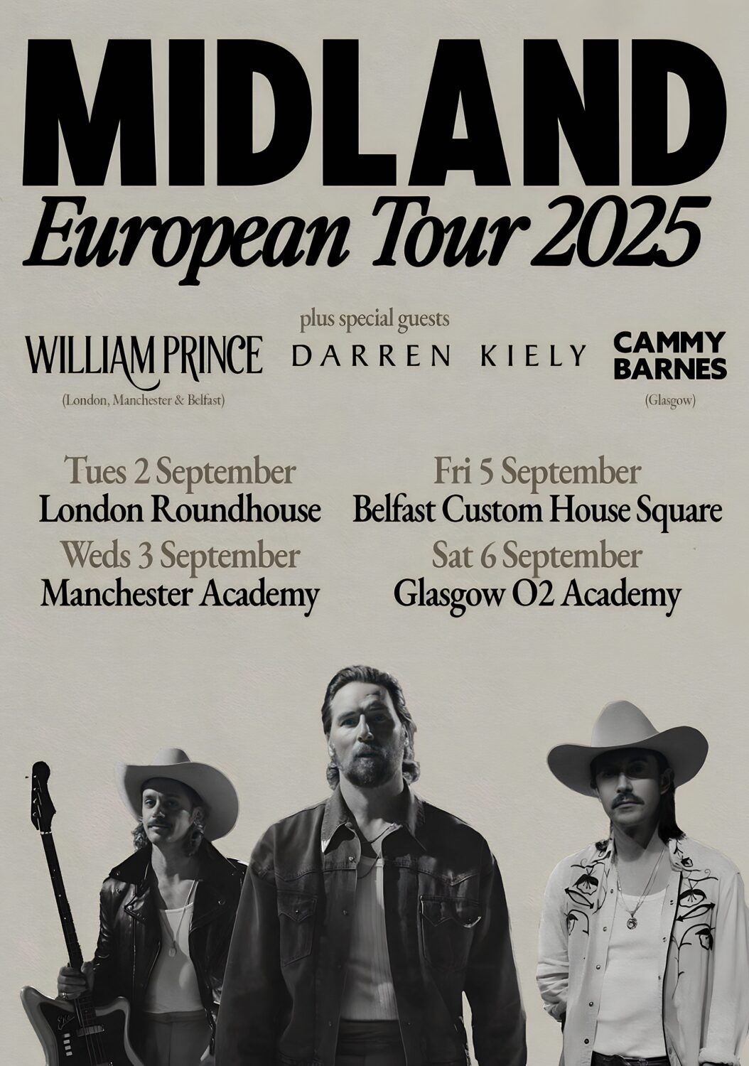 MIDLAND (band) Barely Blue 2025 UK Tour Poster