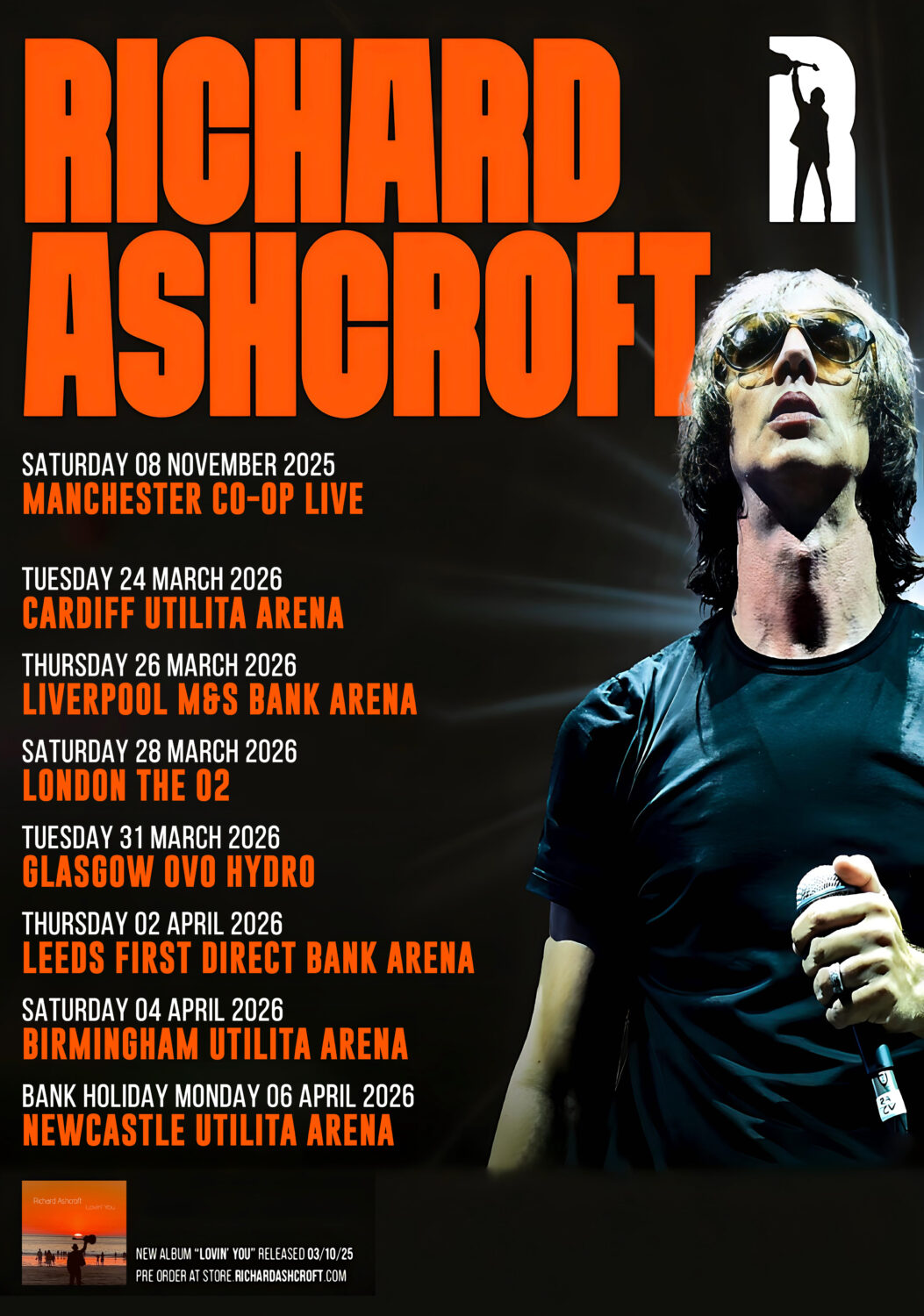 RICHARD ASHCROFT Lovin' You 2025/2026 UK Tour Poster
