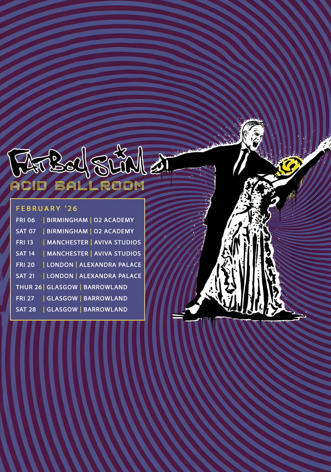 FATBOY SLIM Acid Ballroom 2026 UK Tour Poster