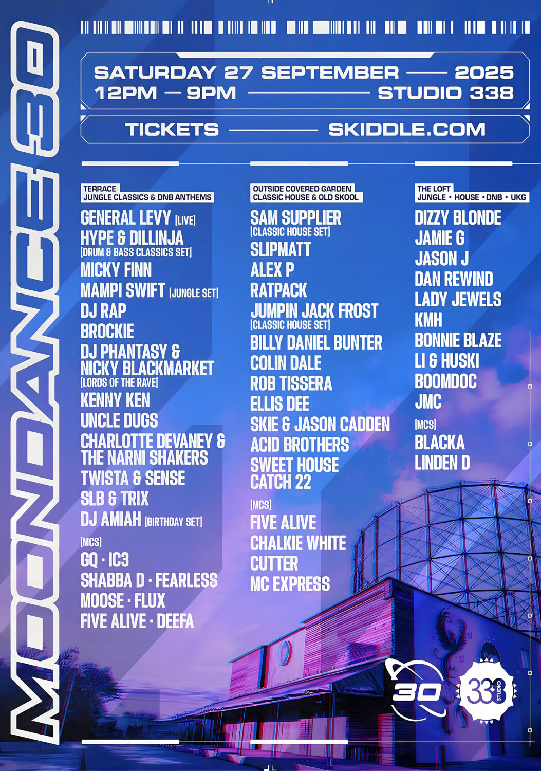 MOONDANCE 30 FESTIVAL at Studio 338 2025 Line Up Poster