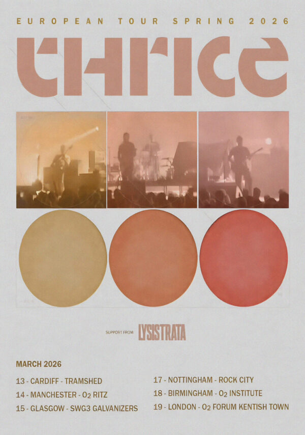 THRICE (band) Horizons / West 2026 UK Tour Poster