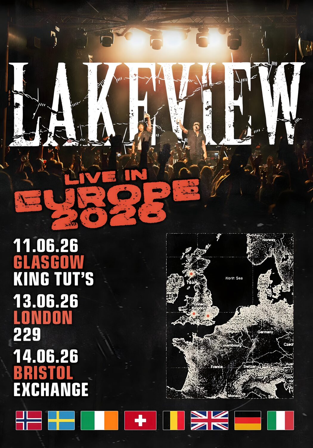 LAKEVIEW (band) Live UK 2026 Tour Poster